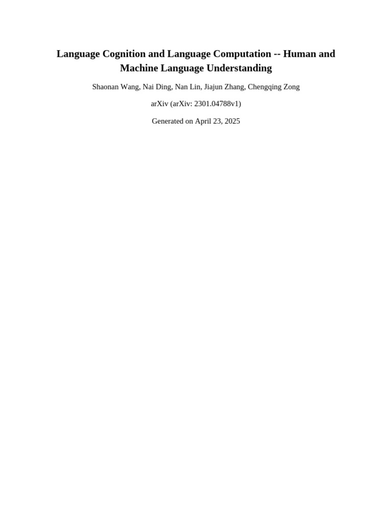 Language Cognition and Language Computation -- Hum | PDF | Semantics | Aphasia