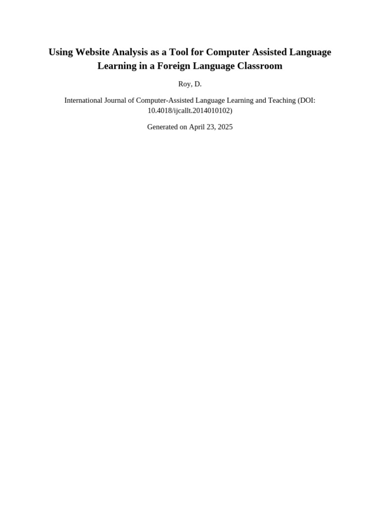 Using Website Analysis As A Tool For Computer Assi | PDF | Metacognition | Human Communication