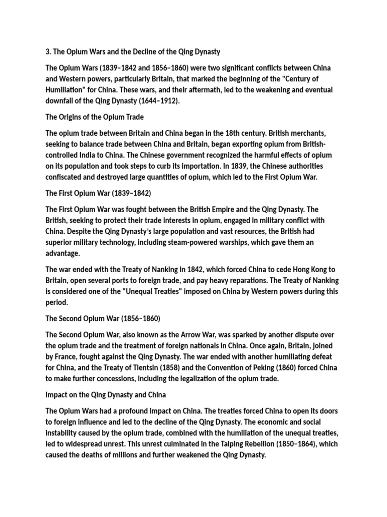 The Opium Wars and The Decline of The Qing Dynasty | PDF | Qing Dynasty ...