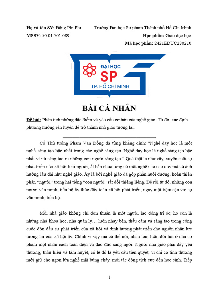 Bài cá nhân - Đặng Phi Phi | PDF