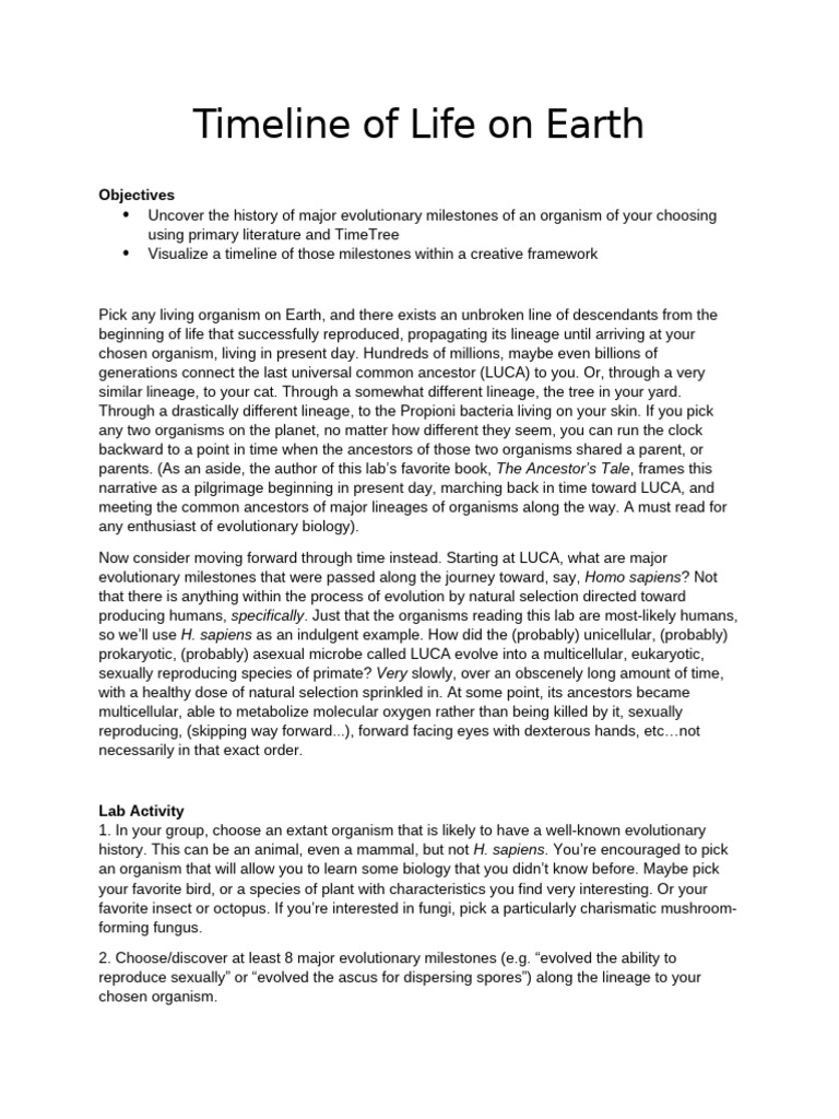 Timeline of Life on Earth_AEB (1) | PDF | Evolution | Fungus