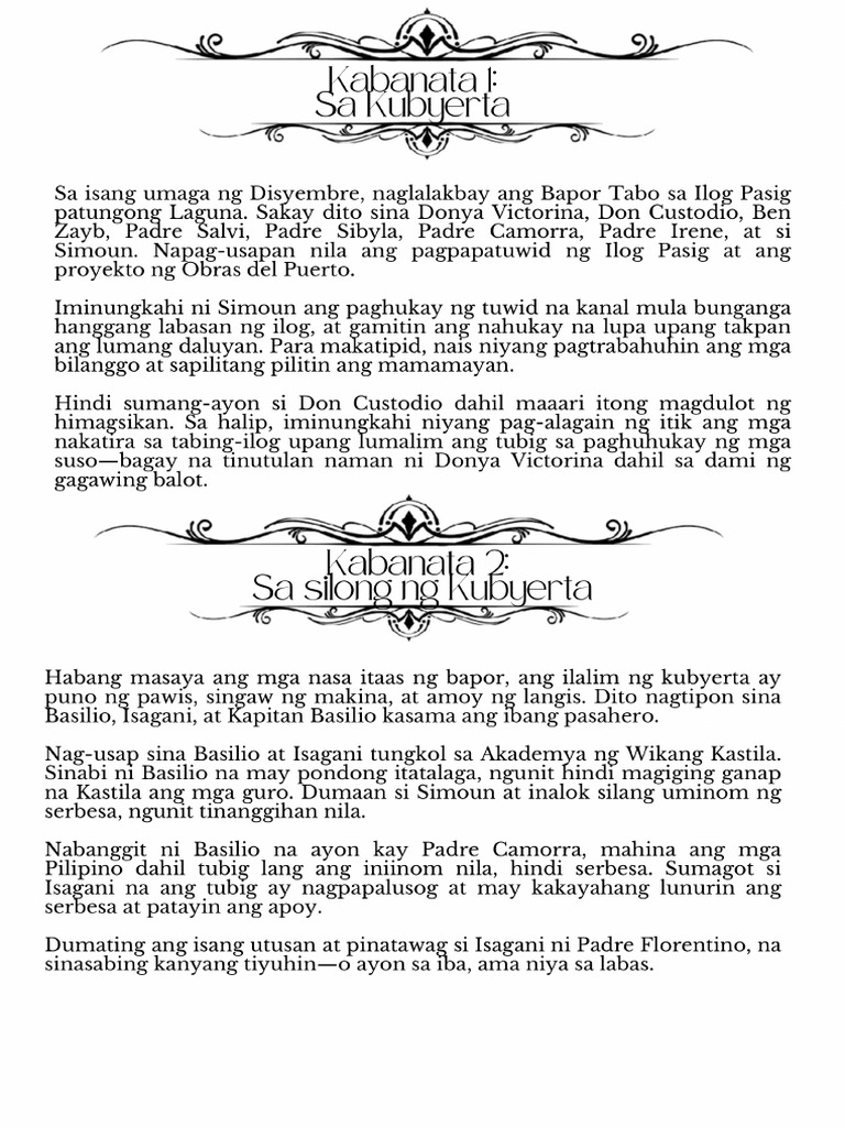 El Filibusterismo: Kabanata 1 Sa Ibabaw NG Kubyerto | PDF