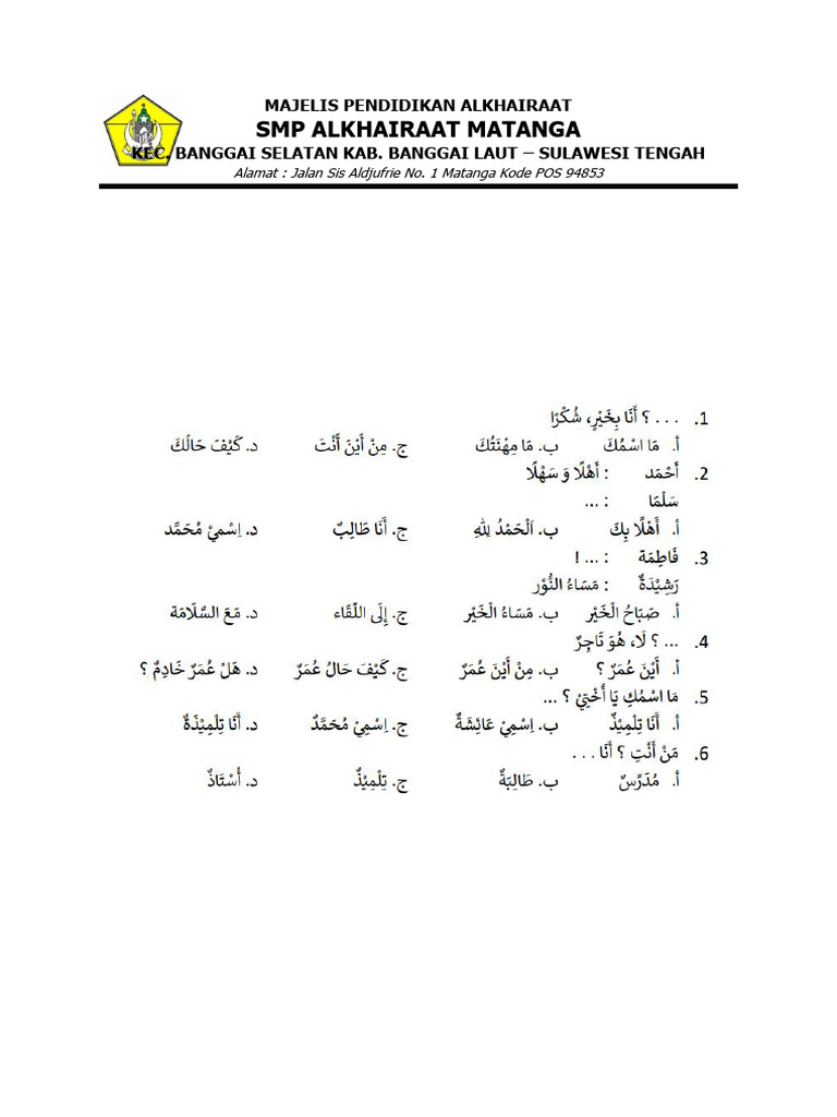 Soal Semester Ganjil Kelas 7 | PDF
