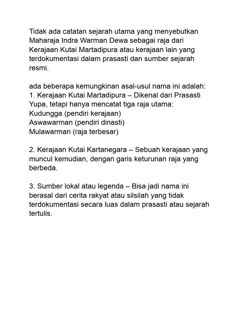 Sejarah dan Raja-Raja Kerajaan Kutai | PDF