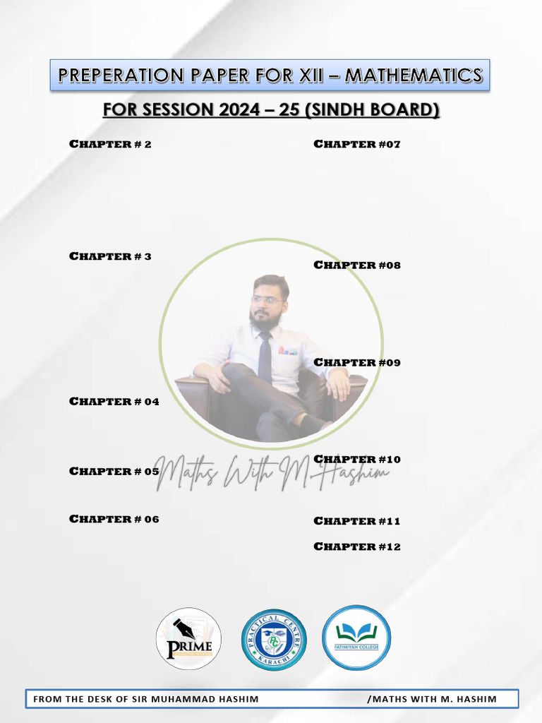 XII - Mathematics - Prep. Paper - 2025 | PDF