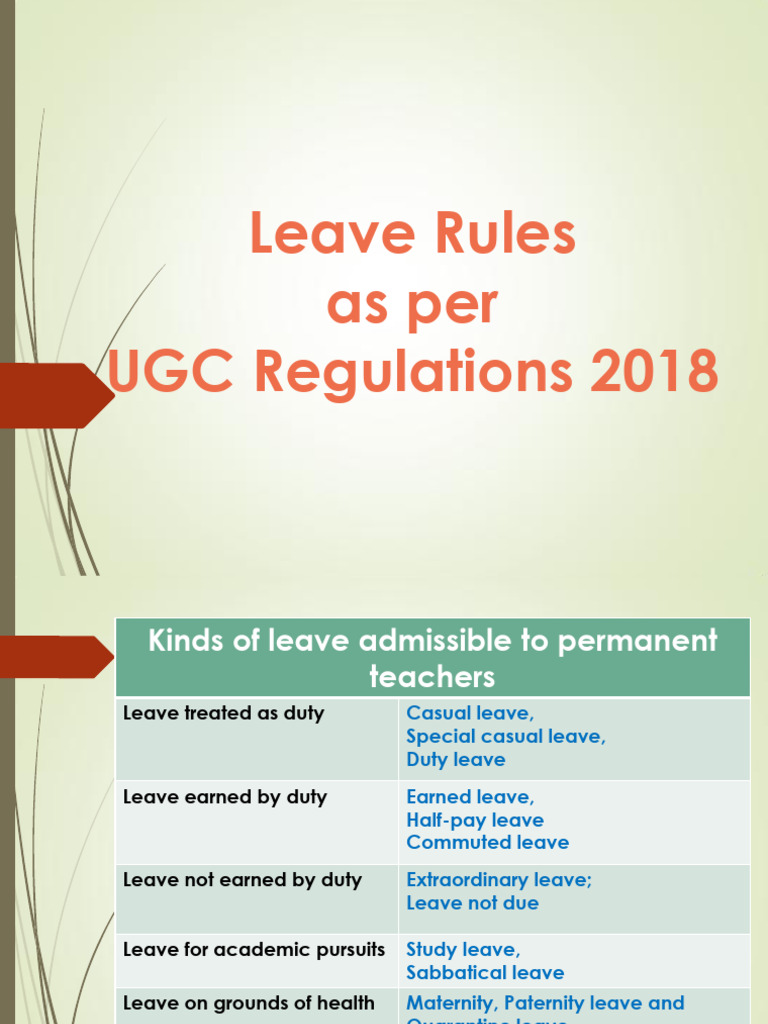 UGC Leave Rules | PDF