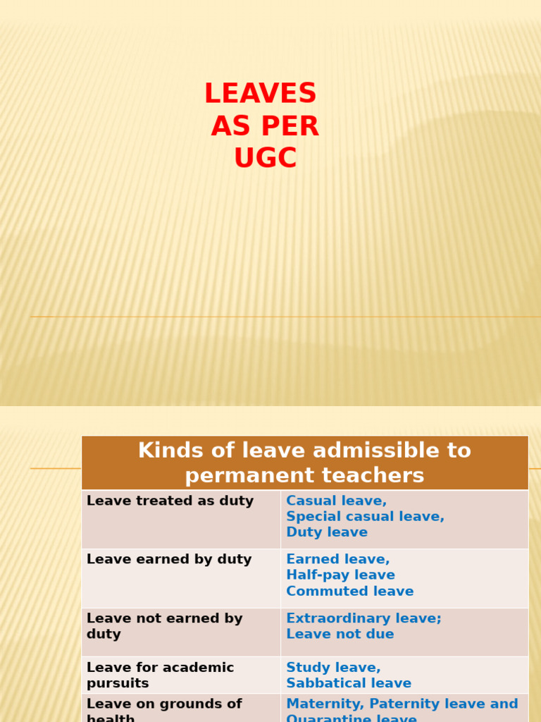 Leaves As Per UGC | PDF