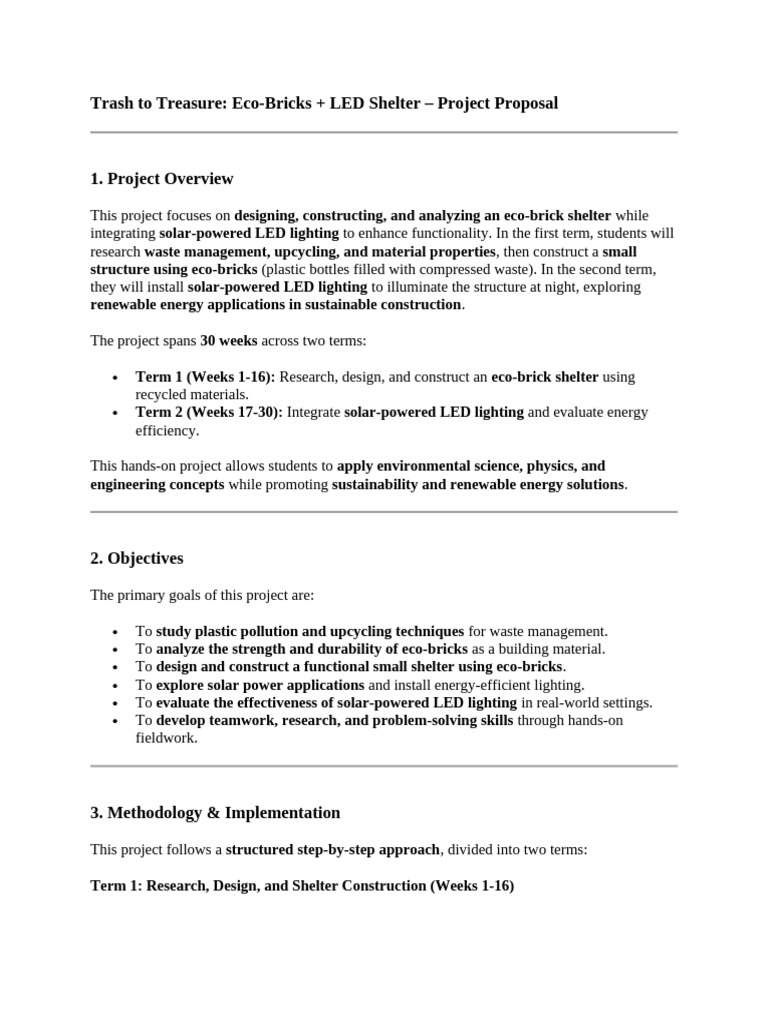 Trash To Treasure Proposal | PDF | Solar Power | Waste Management