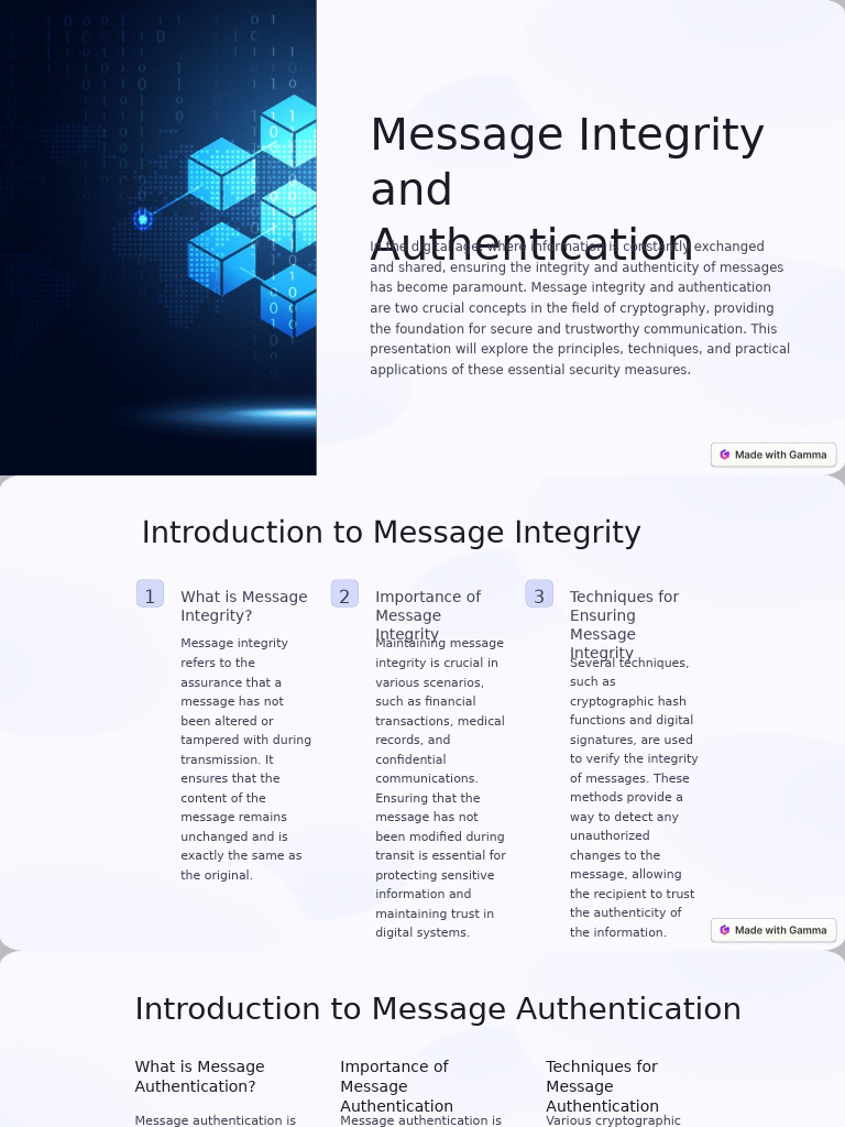 Message Integrity and Authentication | PDF | Cryptography | Authentication