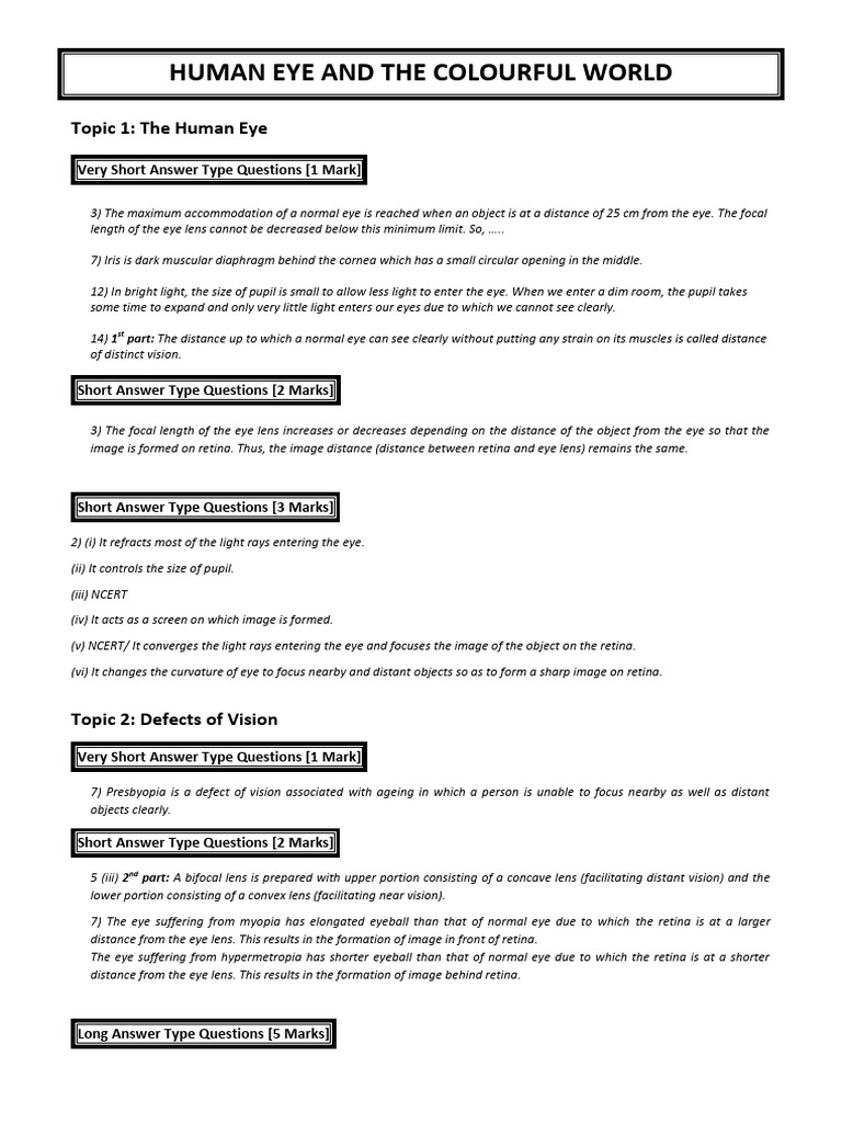Human Eye and Light Refraction Insights | PDF | Refraction | Eye