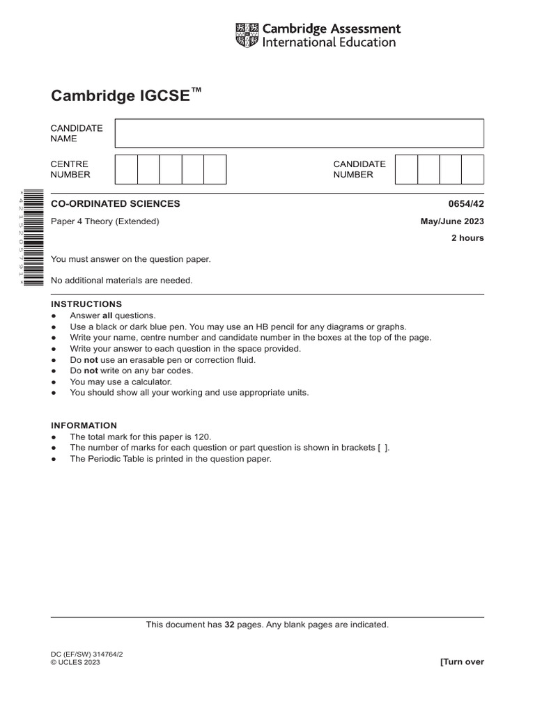 0654 IGCSE Sciences May June 2023 (2) (1) | PDF | Isotope | Hydrocarbons