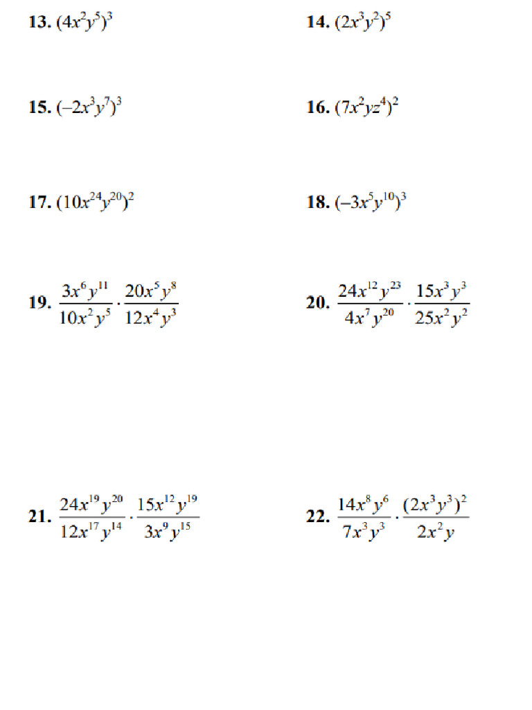 Algebra Multiply Fraction Worksheet | PDF