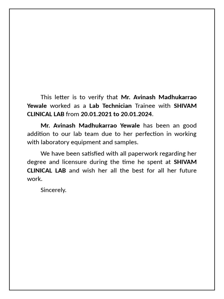This Letter Is To Verify That MR | PDF