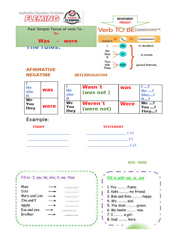 Past Simple Tense Verb To Be Iii | PDF