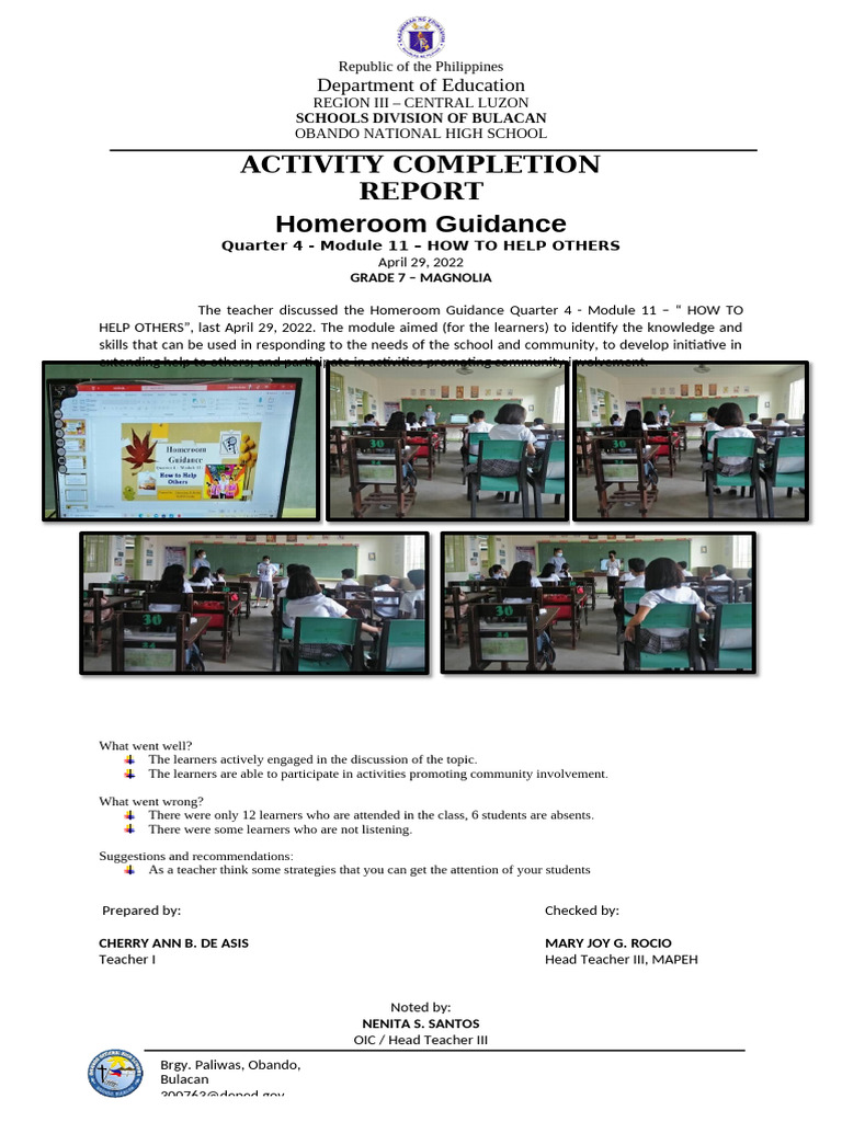 ACR - HOMEROOM - Maam Cherry | PDF | Behavior Modification | Human ...