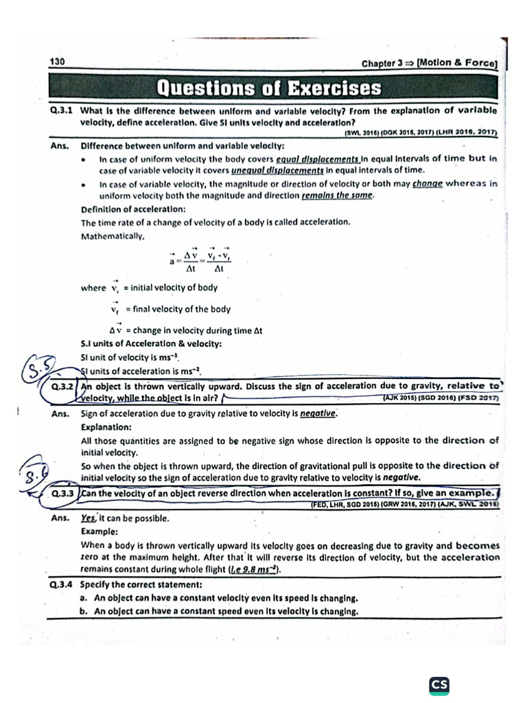CH # 3 Ex Short Questions | PDF