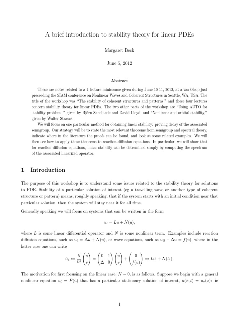 lin_stab_minicourse_2012 | PDF | Eigenvalues And Eigenvectors | Partial ...