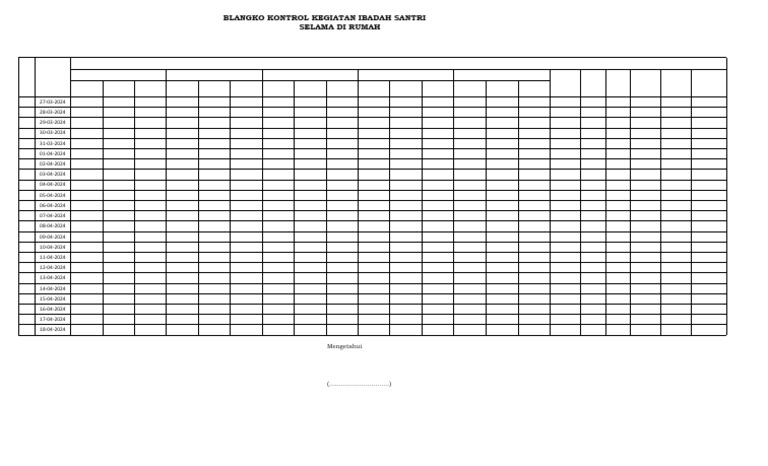 Blangko Kontrol Ibadah 2024 | PDF