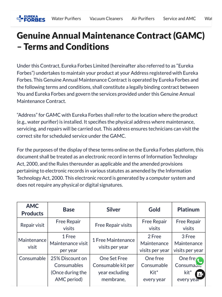 Terms and Conditions For AMC | PDF | Payments | Contractual Term