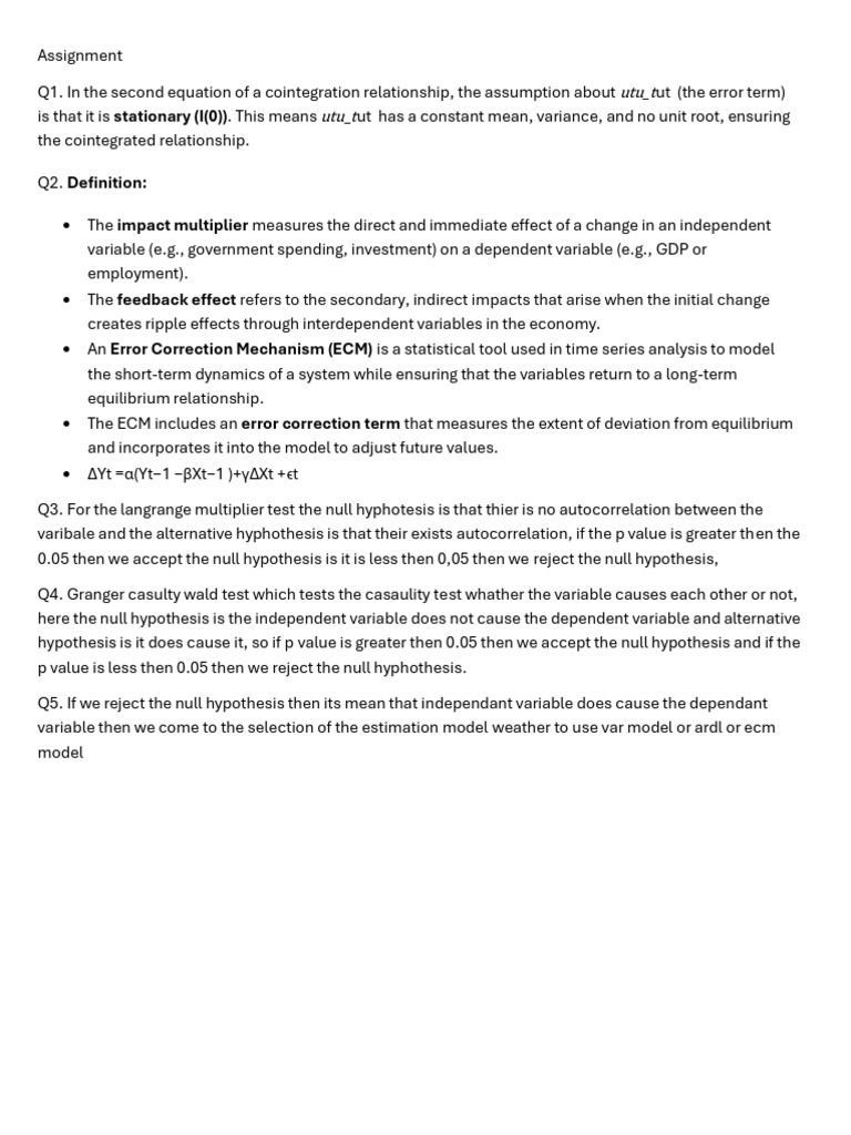 Assignment Questions For Time Series | PDF