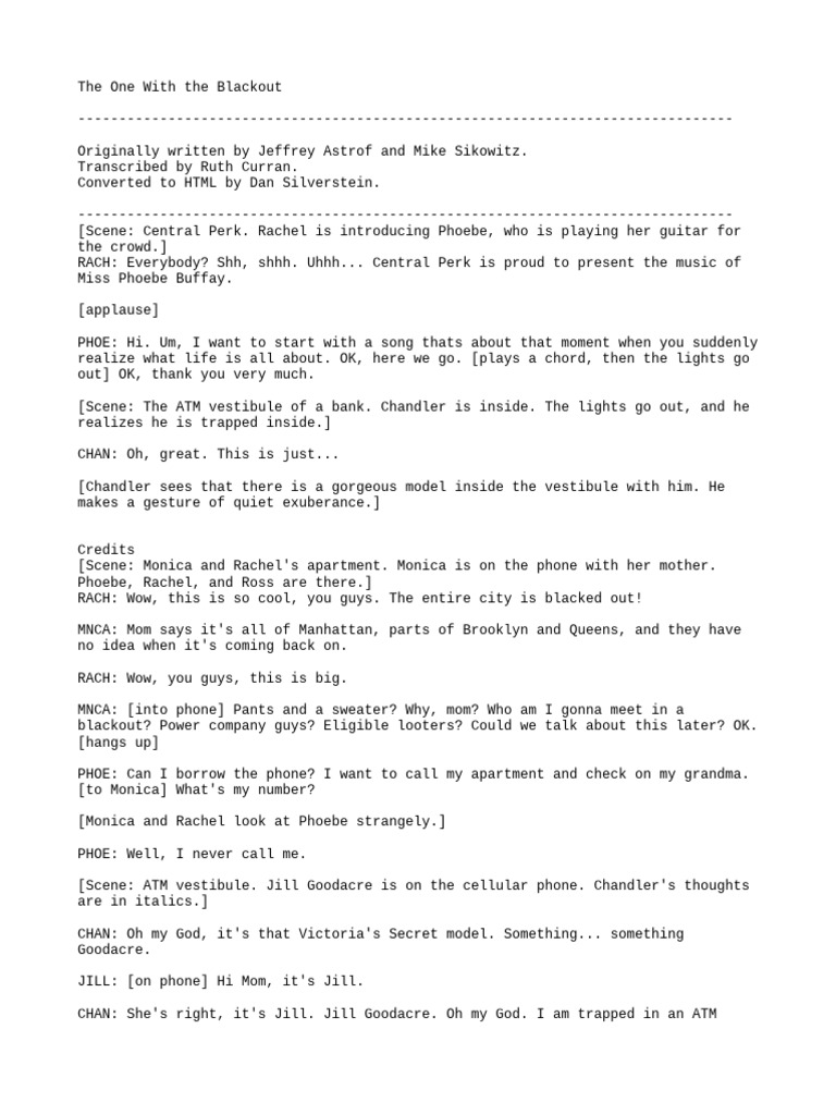 107 The One With The Blackout | PDF