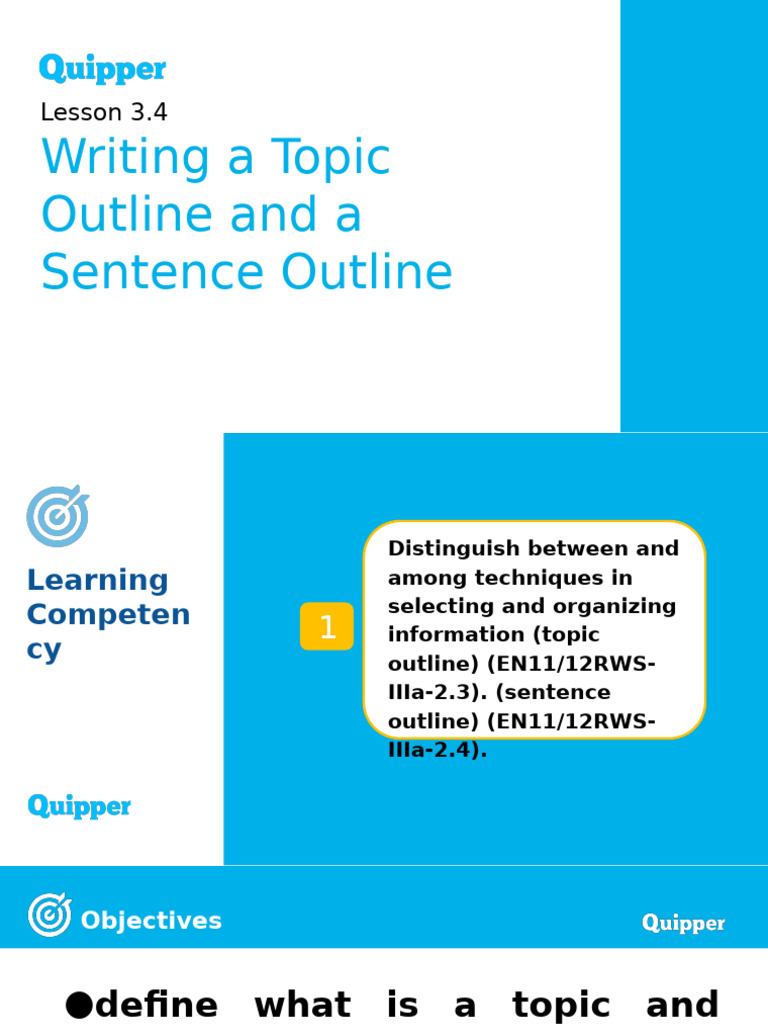 RW 11 - 12 - Unit 2 - Lesson 3 - Writing A Topic Outline and A Sentence ...