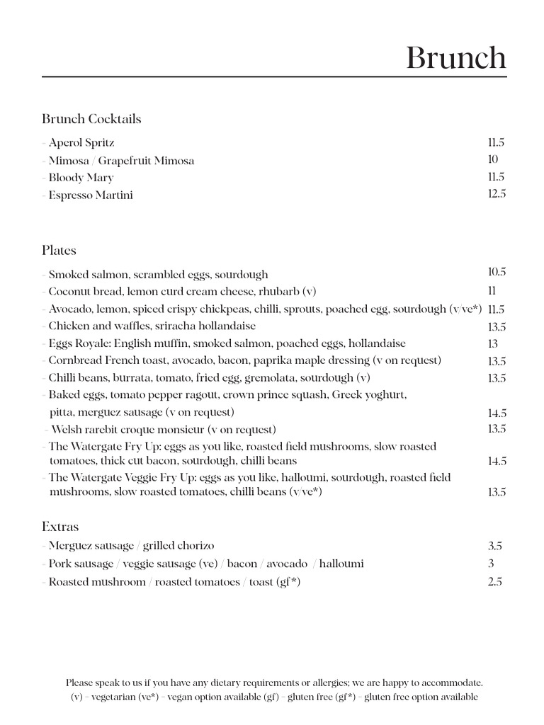 Watergate+Brunch+Menus+Web | PDF | Sausage | Bacon
