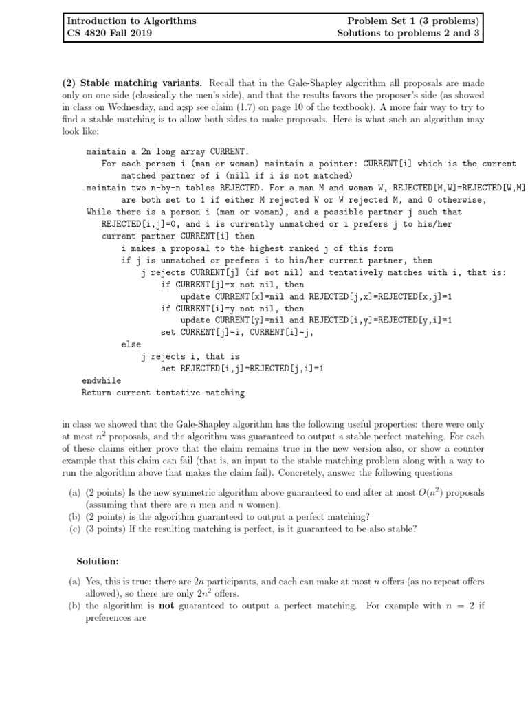 Stable Matching and Scheduling Algorithms | PDF | Time Complexity ...