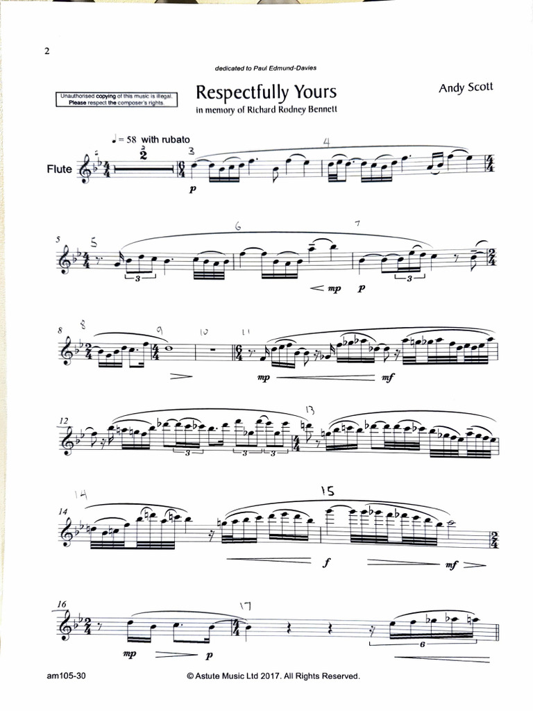 Respectfully Yours by Andy Scott Flute Score | PDF