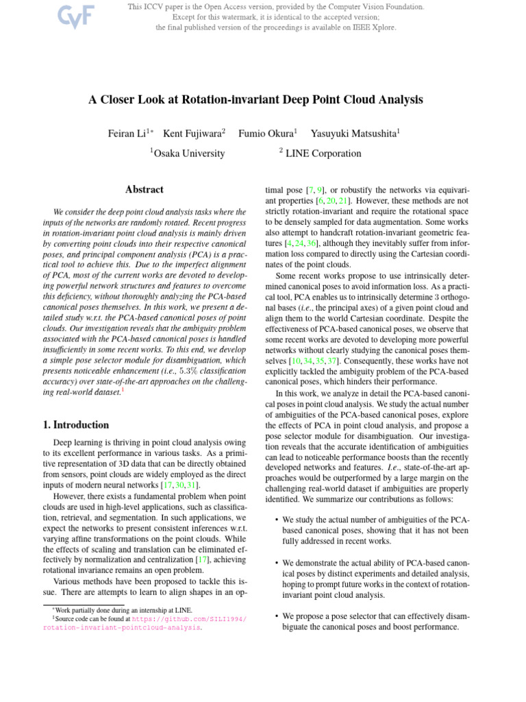 A Closer Look at Rotation-Invariant Deep Point Cloud Analysis | PDF | Rotation | Eigenvalues And ...