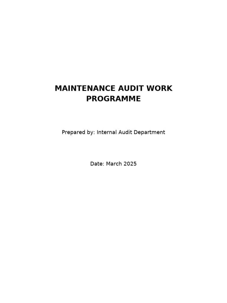 Maintenance Audit Programme | PDF | Audit | Business