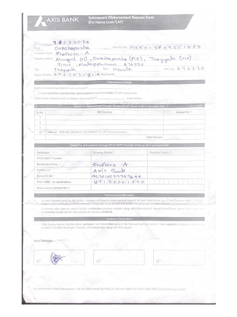 Subsequent Disbursement Request Form | PDF