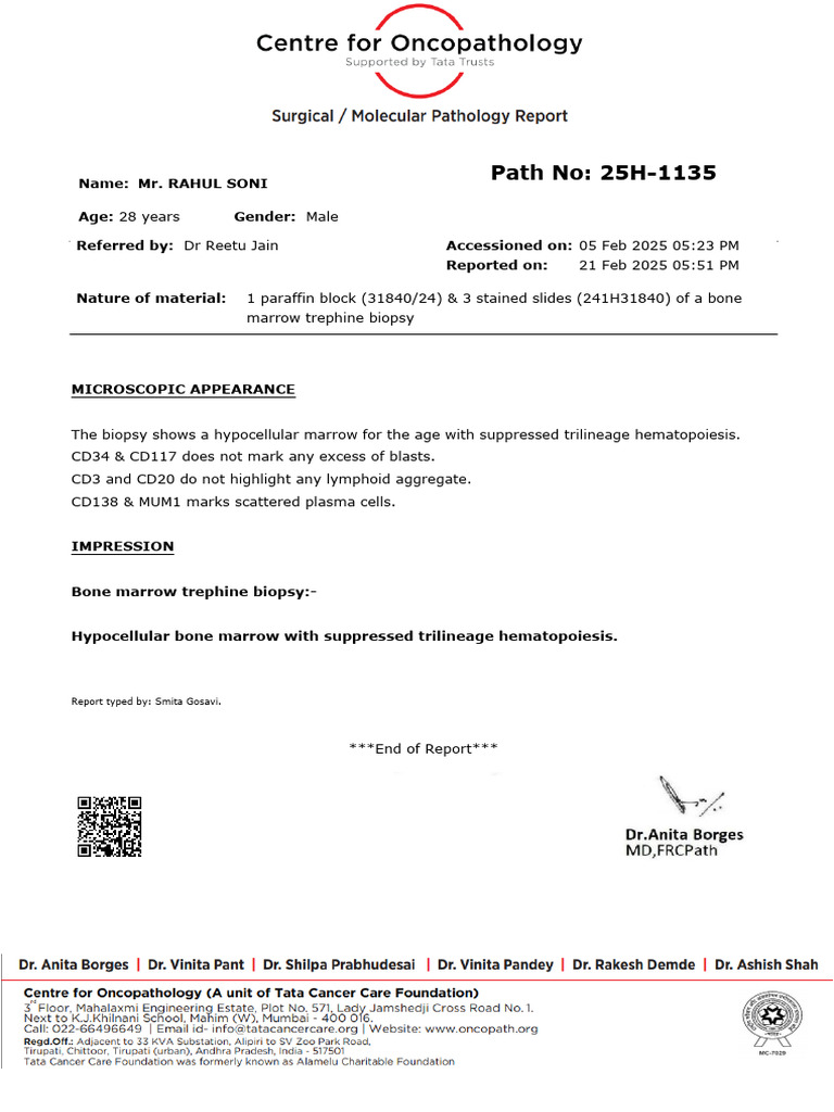 Biopsy Bone Marrow Test Oncopath | PDF