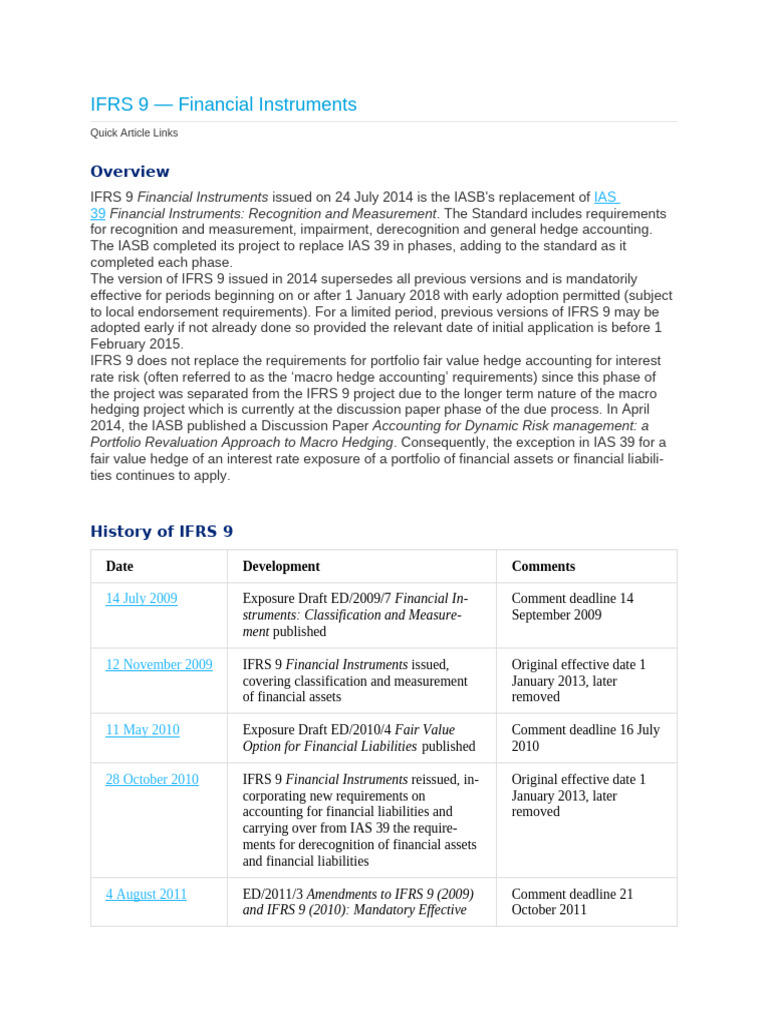 IFRS 9 - Financial Instruments | PDF | Fair Value | International ...