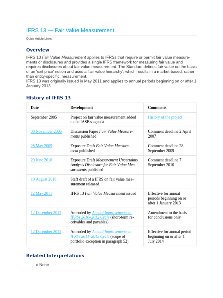 IFRS 13 - Fair Value Measurement | PDF | Fair Value | Valuation (Finance)