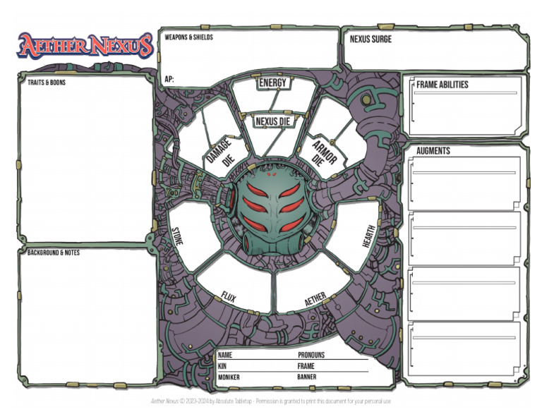 Aether Nexus Knight Sheet | PDF