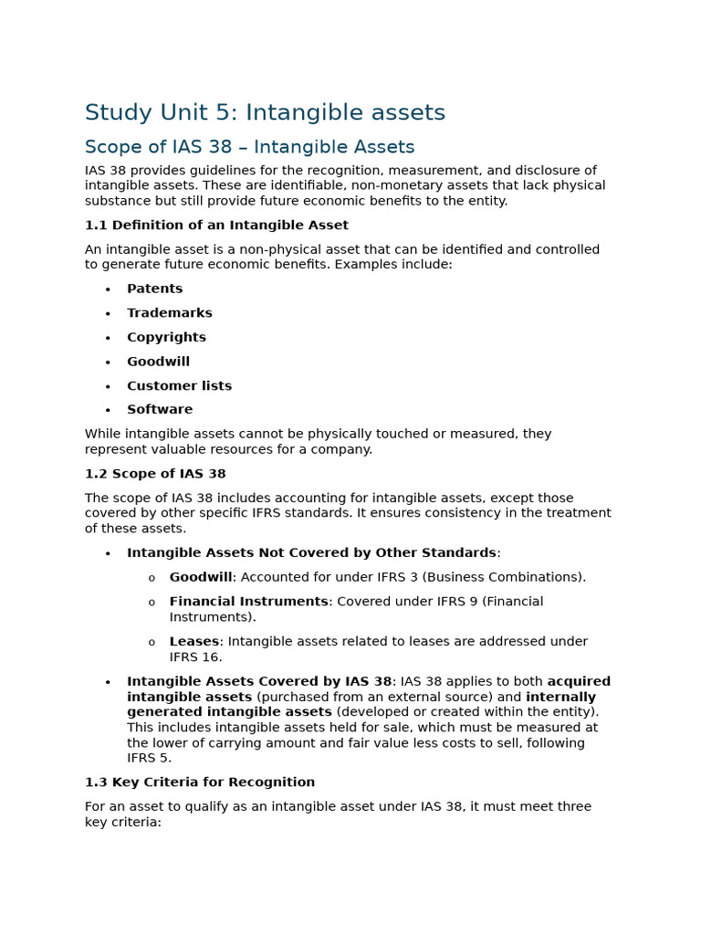 IAS 38: Understanding Intangible Assets | PDF | Intangible Asset ...