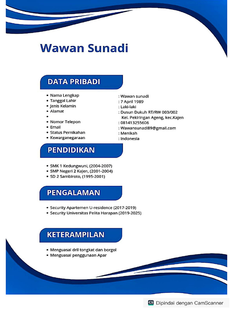 CV. Wawan sunadi | PDF