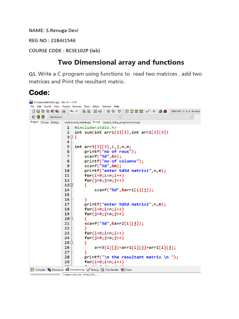 21bai1546 Functions Bcse102p | PDF