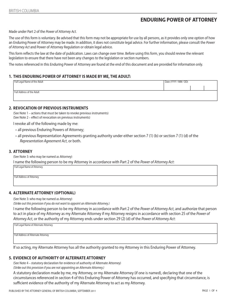 Enduring Power of Attorney | PDF | Power Of Attorney | Affidavit