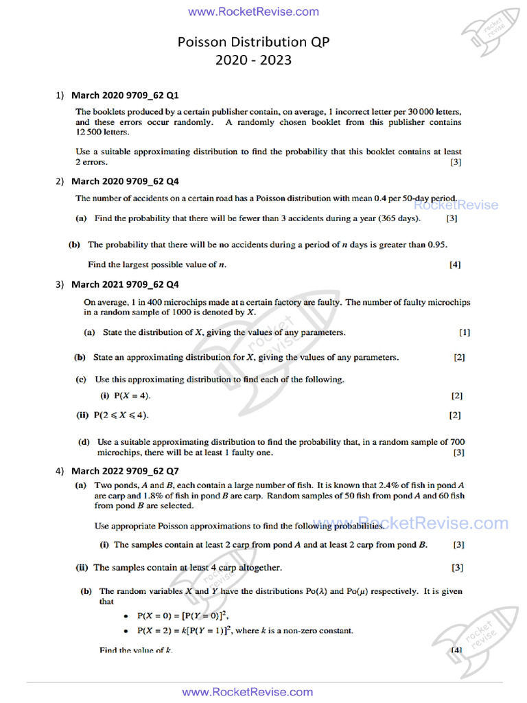Poisson Distribution qp1 | PDF
