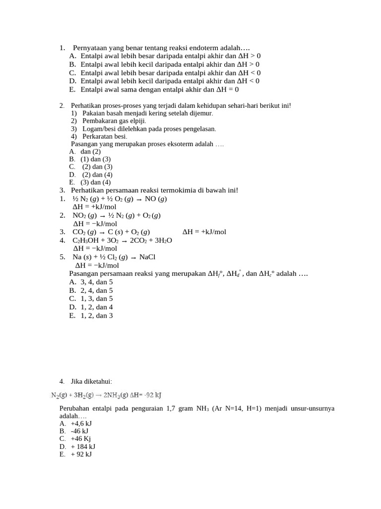 Latihan Soal Kimia 11 Sma | PDF