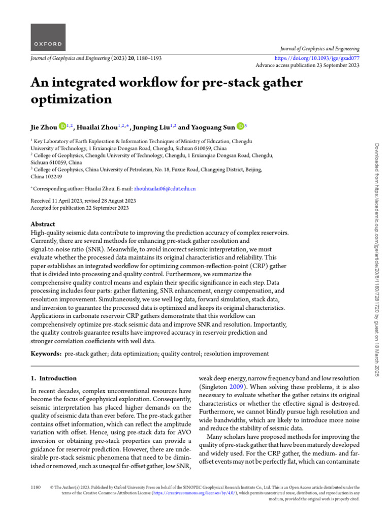 An Integrated Workflow For Pre-Stack Gather Optimization | PDF ...