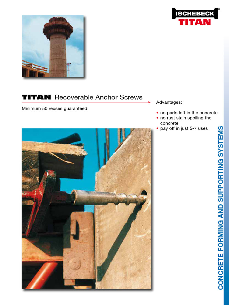 TITAN Recoverable Anchor Screws Overview | PDF | Screw | Concrete