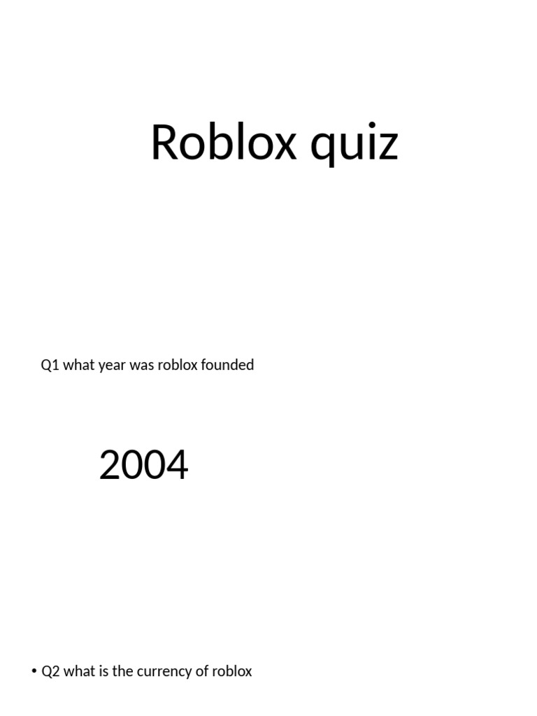 Roblox Quiz Questions and Answers | PDF