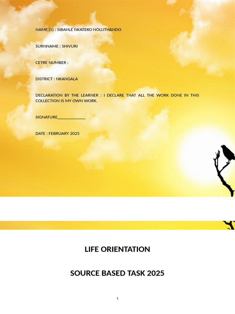 Life Orientation Source Based Task 2025 | PDF | Psychological ...