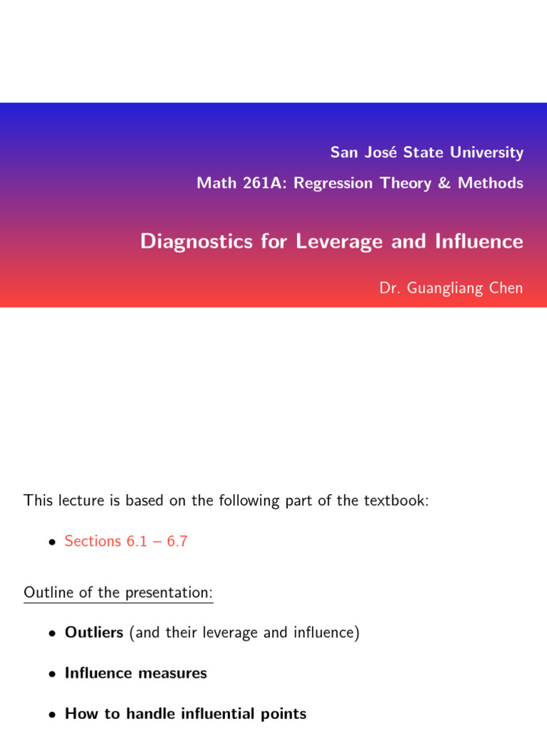 Ch6slides Leverage Influence | PDF | Errors And Residuals | Linear Regression