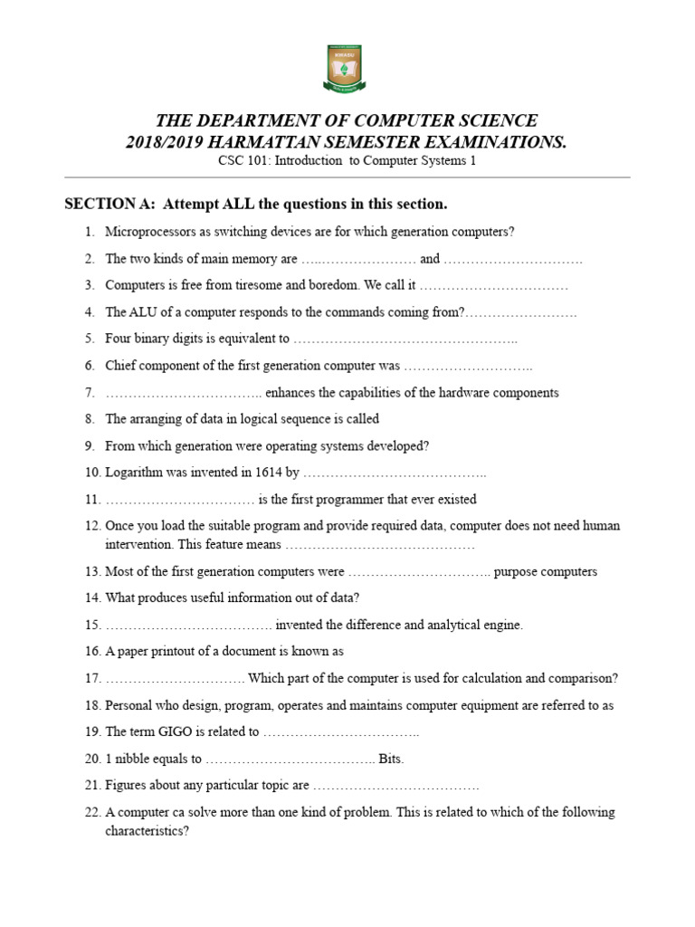 CSC Past Question 2018 2019 | PDF | Computer Program | Programming