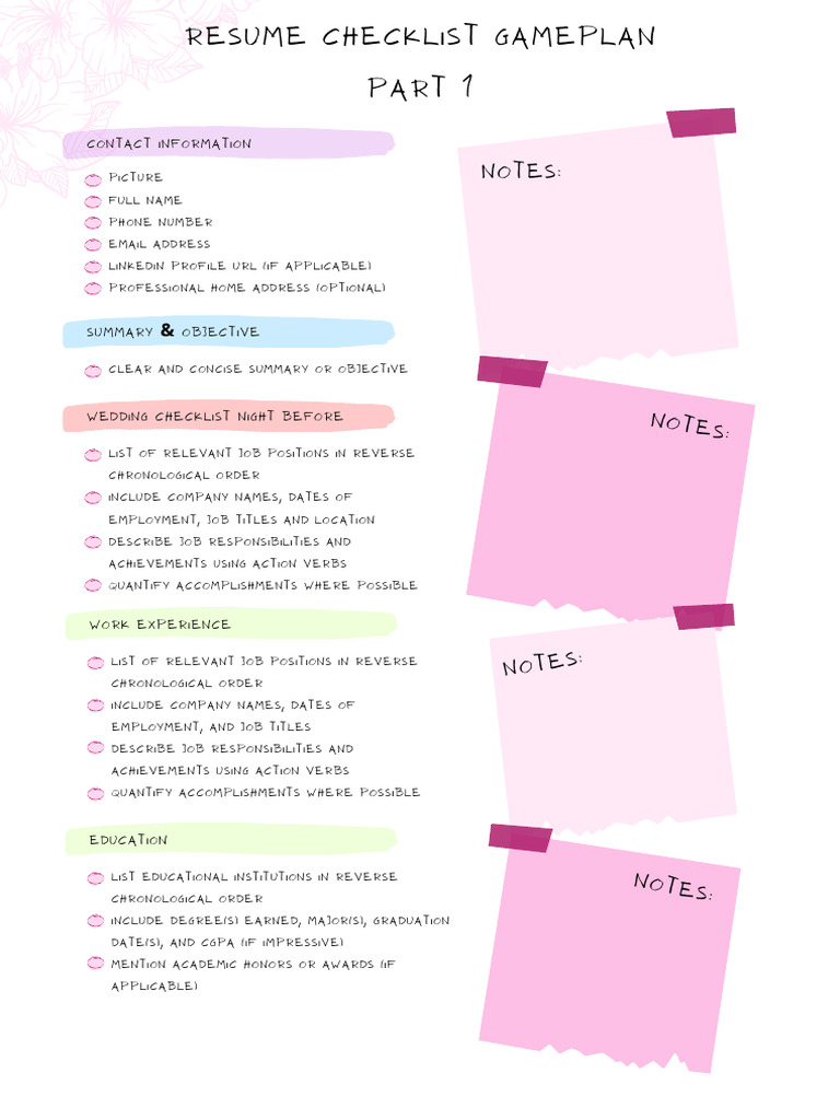 Checklist Resume Gameplan | PDF | Résumé