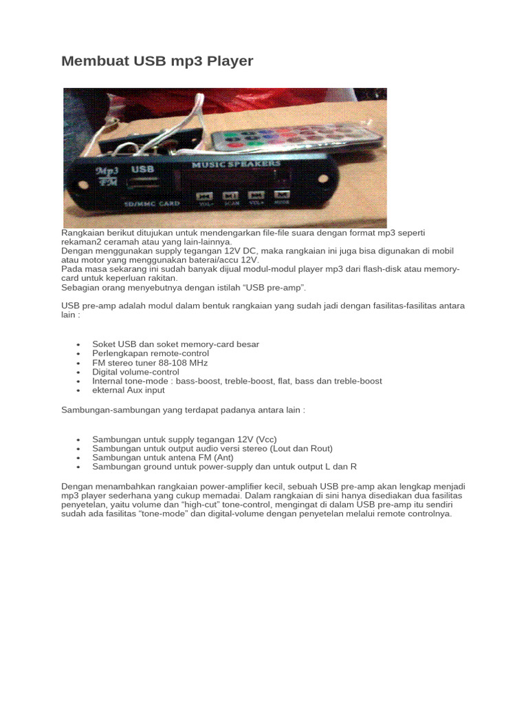 Membuat USB mp3 Player | PDF